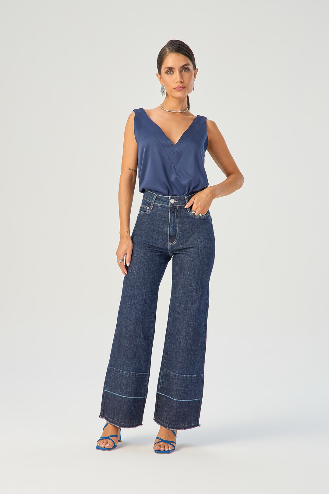 CALÇA JEANS PANTALONA CROPPED - CALÇA JEANS PANTALONA CROPPED - L'Accord